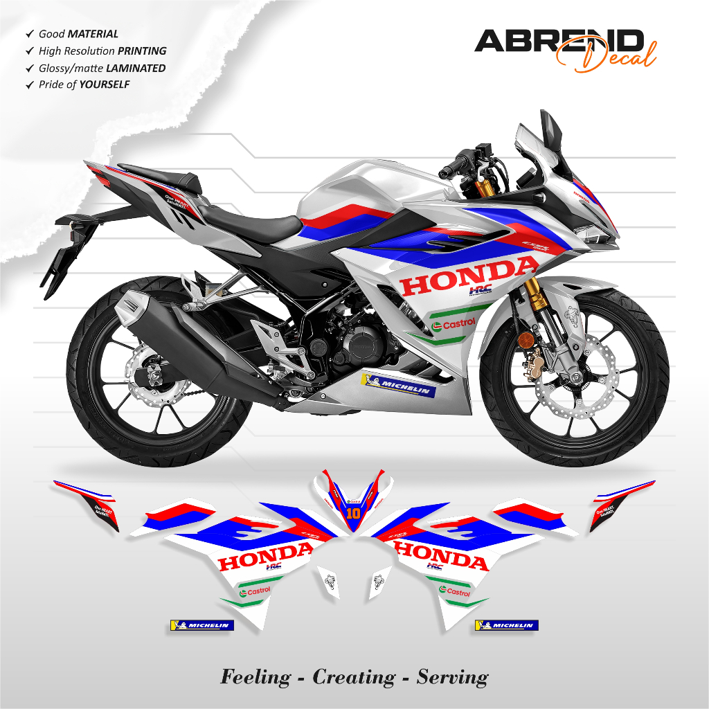 Newest CBR 150 K45R LIVERY TEAM HONDA CASTROL 2025 STICKER / STRIPING ...