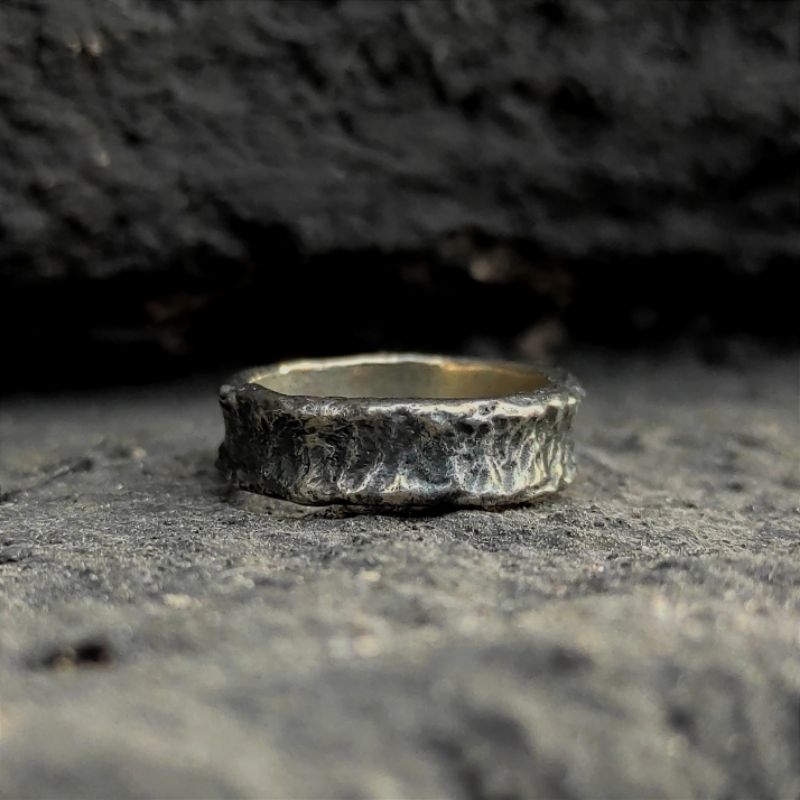 Handmade White Brass Meteorite Stone Ring | Shopee Malaysia
