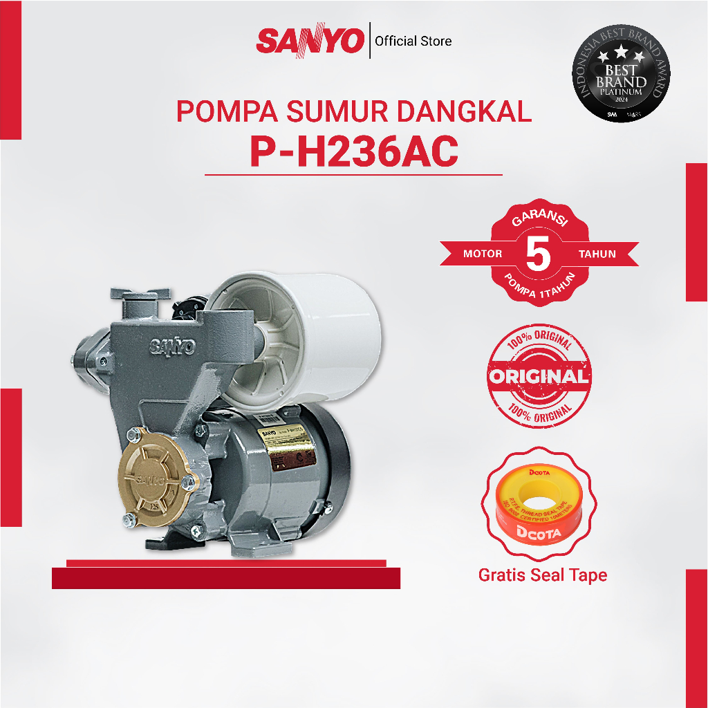 MESIN SANYO Automatic Well Water Pump Machine - P-H236AC Horizontal ...