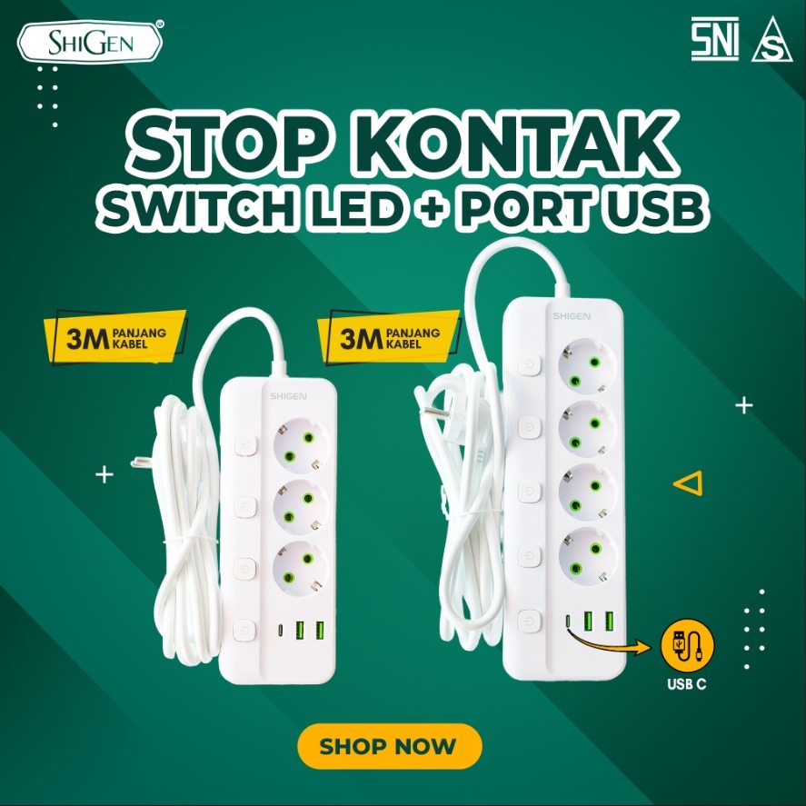 Shigen SNI Power Socket Socket Hole 4 Holes 3 Cables 3 Meters USB ...