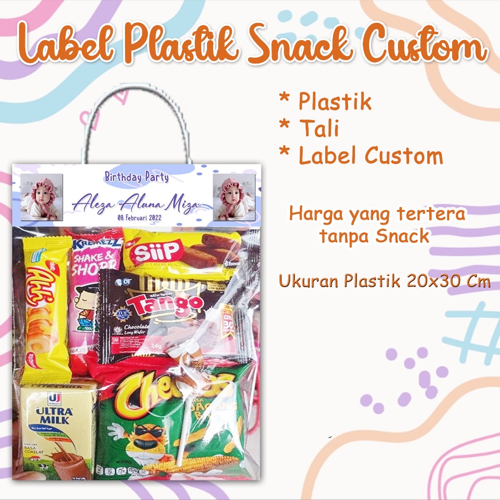 Plastic Birthday Snack Bag Labels Can Customize Children's Names and ...