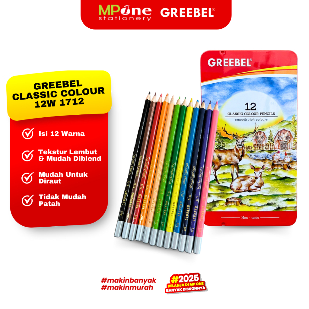 Greebel Classic Color 12 Color Colored Pencils 1712 / Classic Color Tin ...