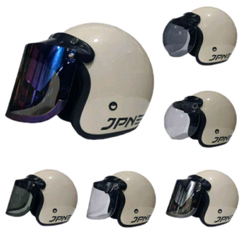 Original JPN cream helmet with glass set | Shopee Malaysia