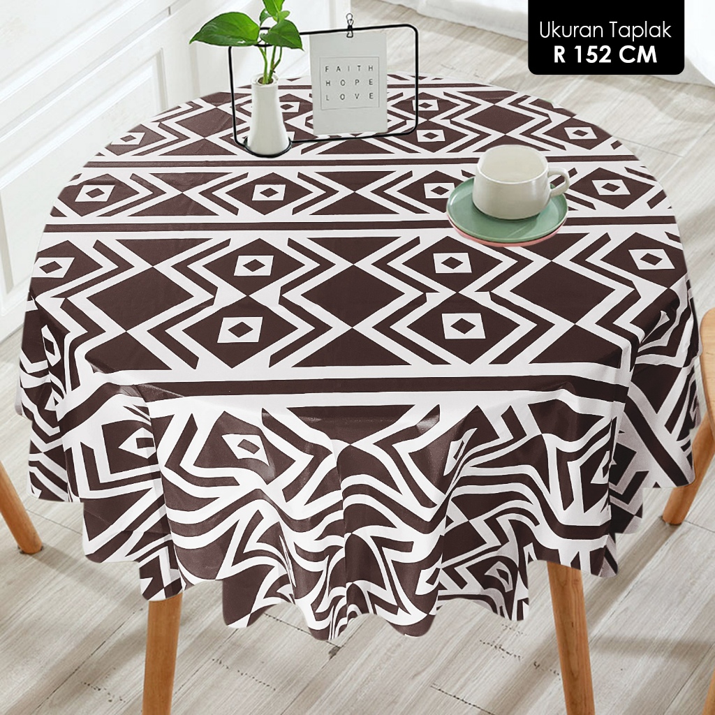 Luxurycollection Round Dining Table Cloth PEVA Waterproof Batik Motif ...