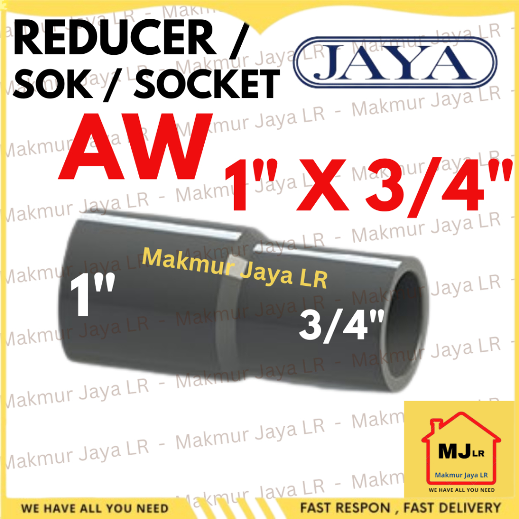 Reducer Sok 1 x 3/4 JAYA inch Verlop 1" x 3/4" PVC Flok Sok V Sok ...
