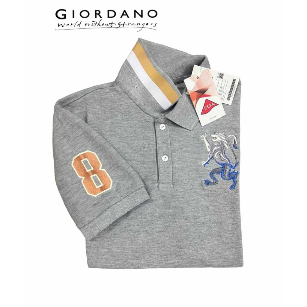 Kaos Collar Polo Shirt MEN GIORDANO MEN 3D LION MEN Embroidery Embos ...