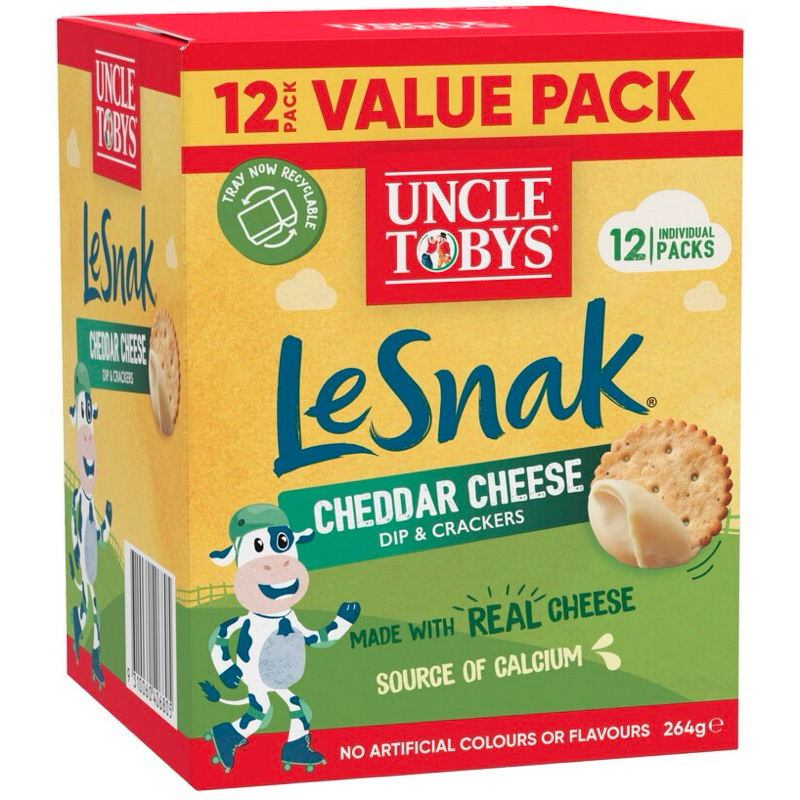 Uncle Tobys Le Snak Cheddar Cheese Dip & Crackers 12 Pack - Australia ...