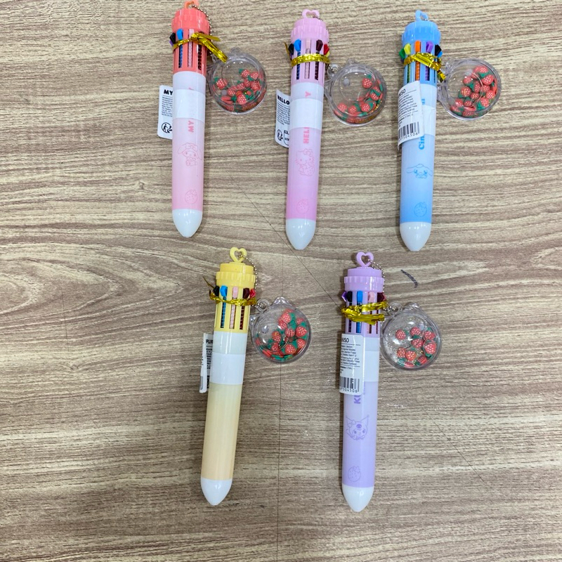 Miniso x Sanrio Stationery Ballpoint 10 Color Strawberry Glitter Chains ...