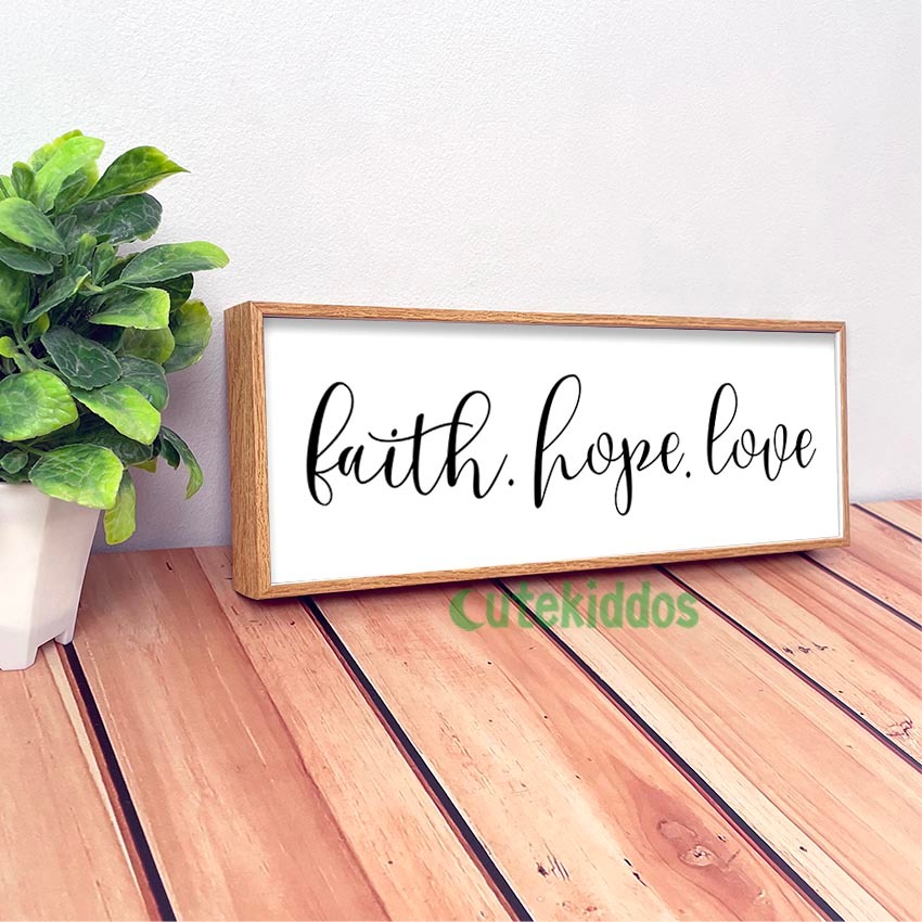 KAYU Wall Display Wall Decor Quotes Faith Hove Love Sign Poster Wood ...