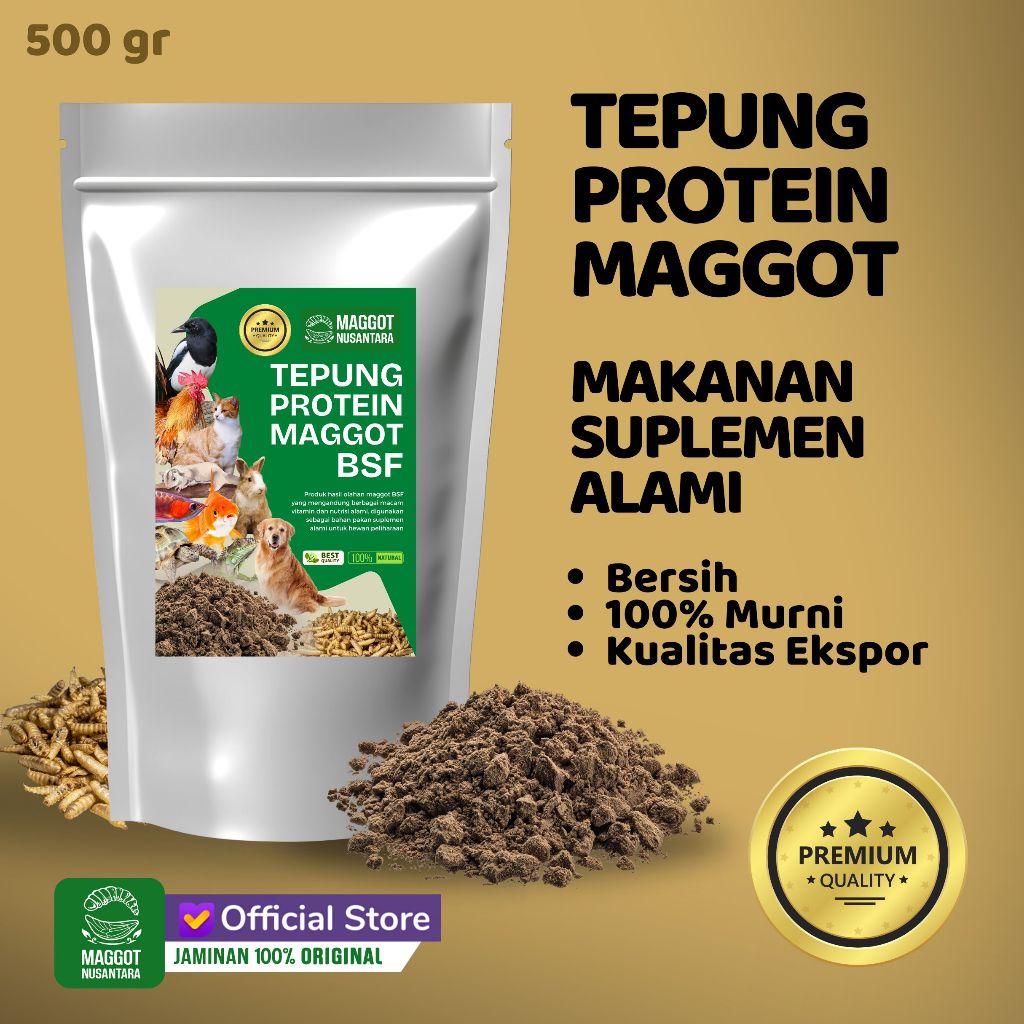 500 GR - Premium Maggot Powder - BSF Maggot Animal Protein Flour ...