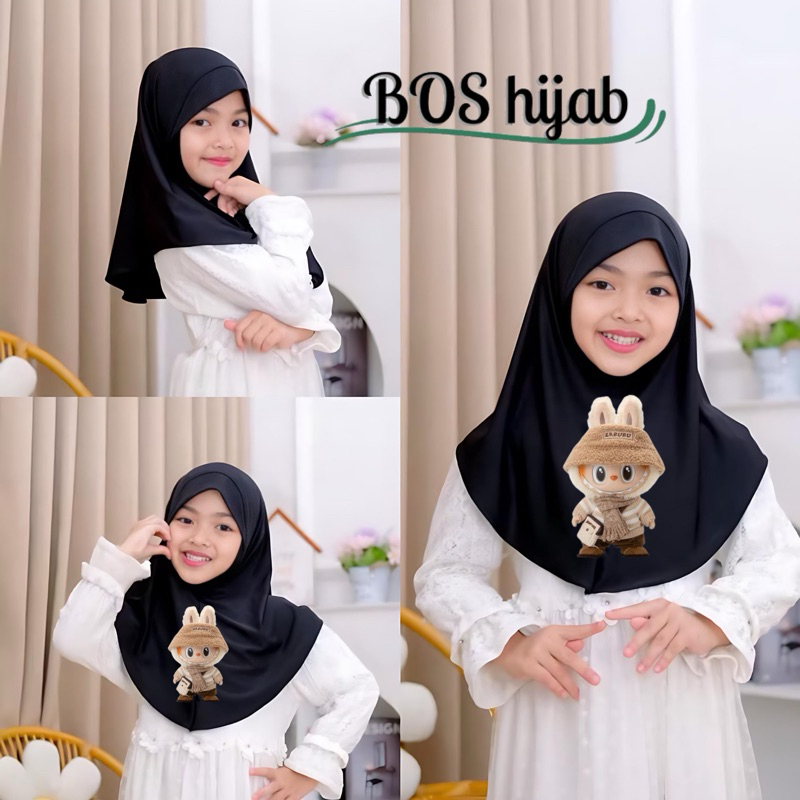 Labubu CHARACTER children's Hijab aged 4 5 6 to 7 years (allsize ...