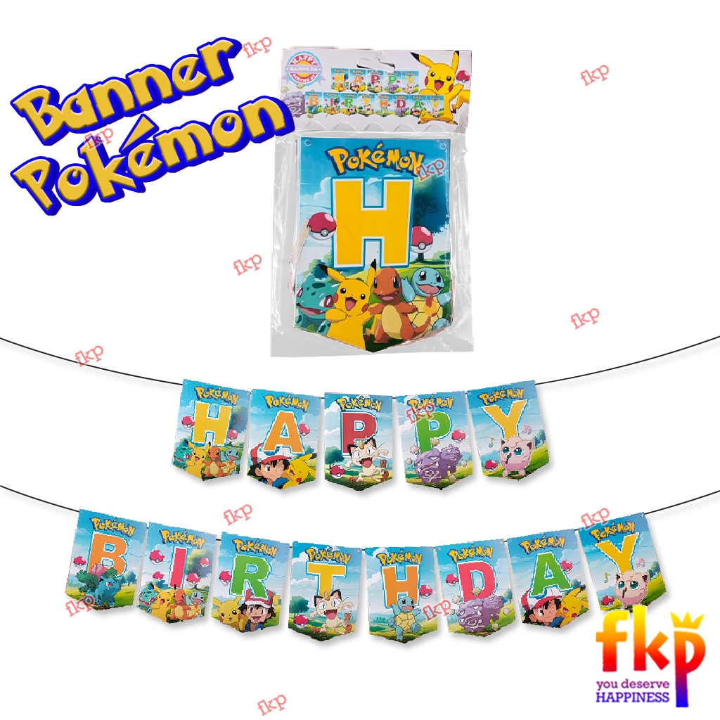 Fun Kids Party Banner HBD Pokemon / Happy Birthday Pokemon Banner ...