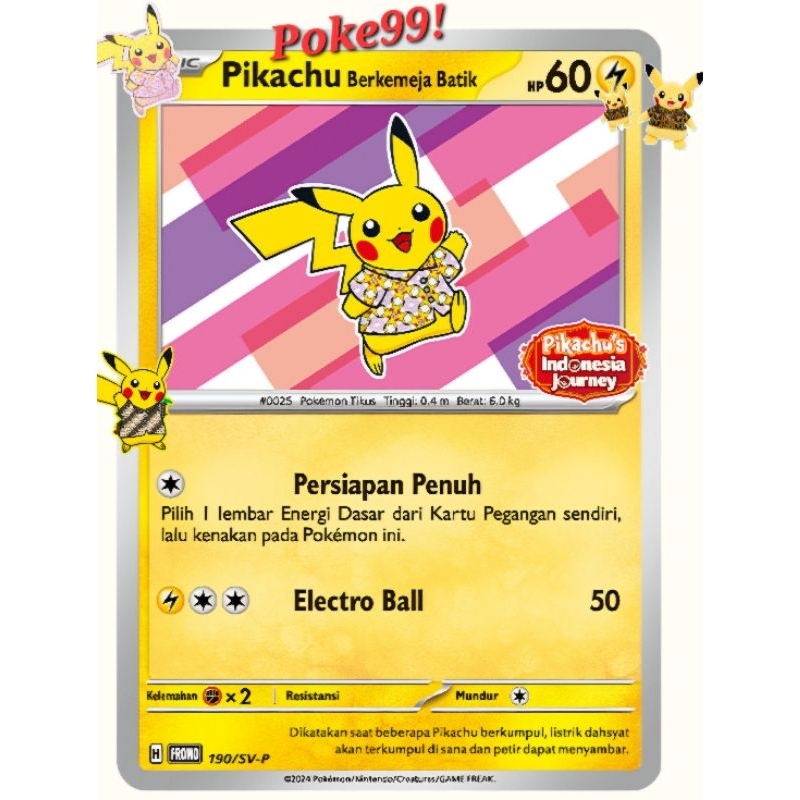 ORIGINAL! Pikachu Batik Flower Motif Flower v4 Pokemon Indonesia card ...