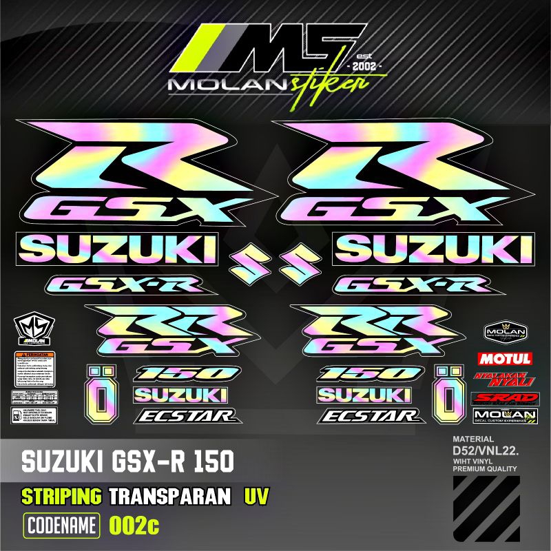Decal Sticker Striping Transparent Variation Uv Suzuki Gsx R 150 Gsx RR ...