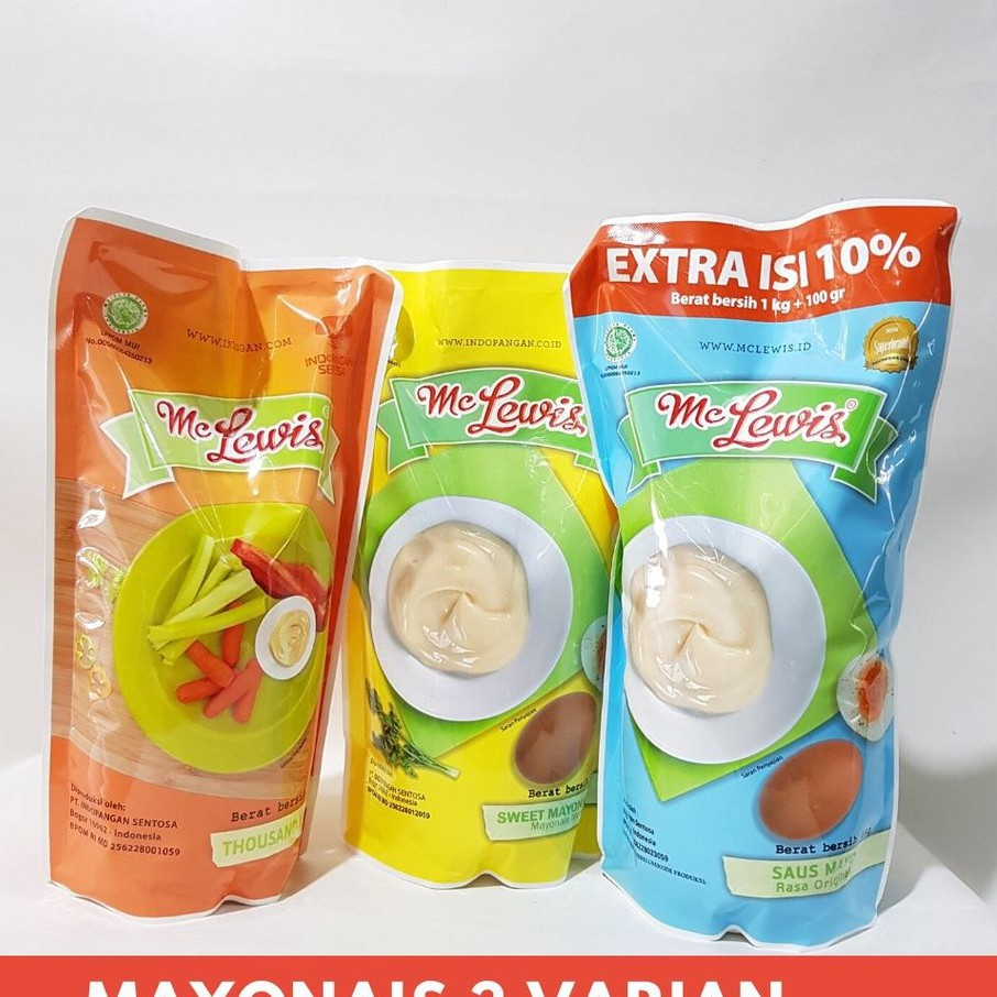 Mc LEWIS Mayonnaise 1kg - MAYO POUCH - Mayonnaise ORI - SWEET MAYO ...
