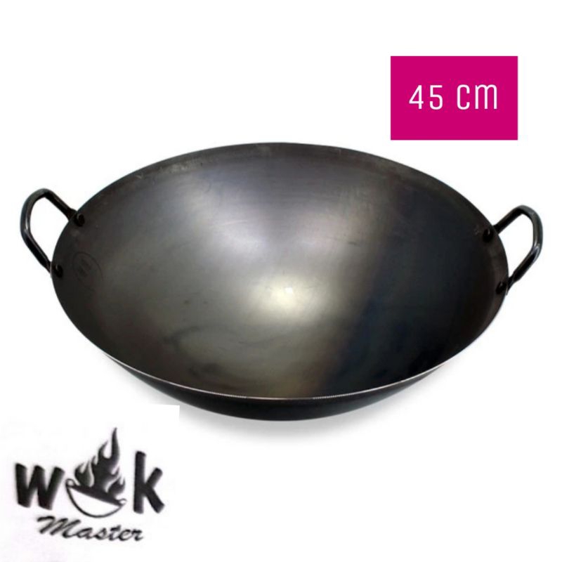 Wok MASTER Two Handle Cauldron 45 cm WM-CW45 Carbon Black Steel Wok ...