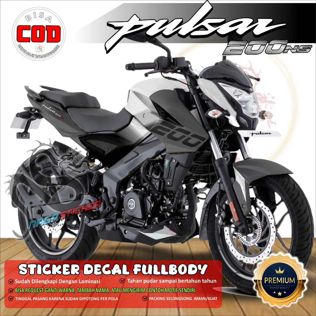 Decal Sticker Full Body Kawasaki Pulsar NS200 2 Color VARIATION NS1026 ...