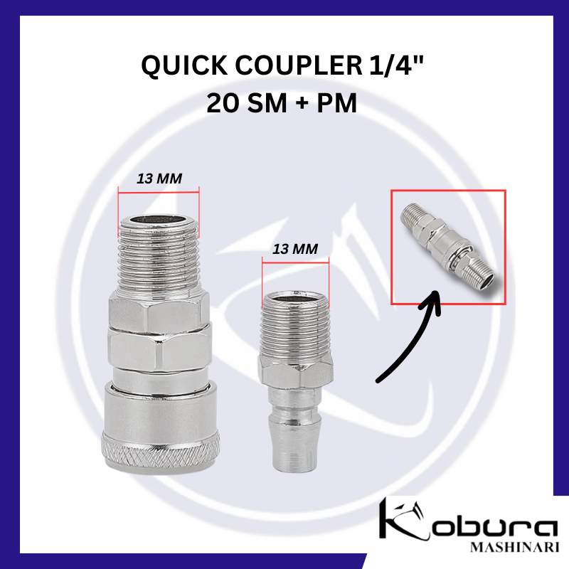 Quick Coupler 20 SM + PM Set Coupler Connector Male Outer Thread 1/4 ...