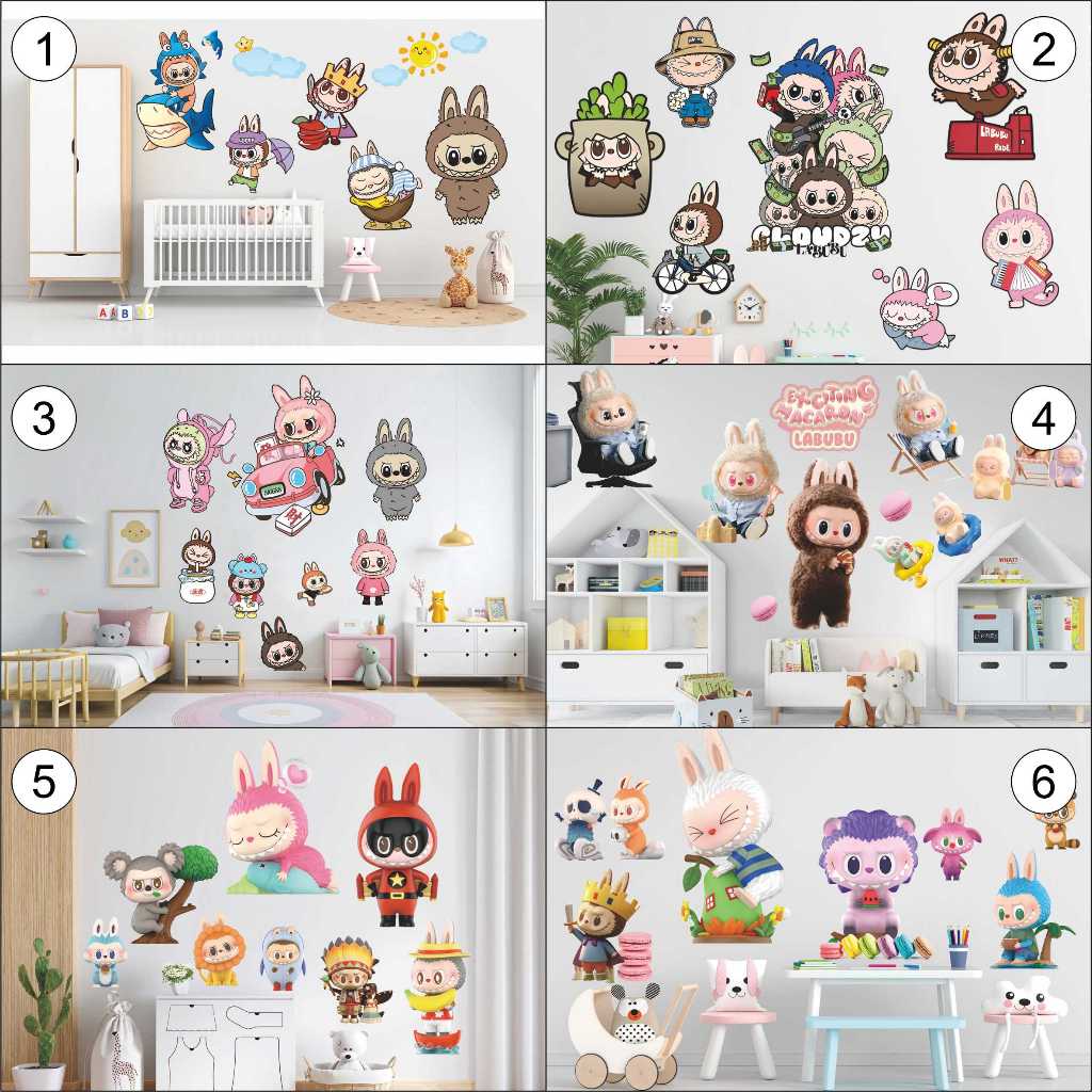 Semesta Wall Sticker Labubu Motif Wall Sticker Wallsticker SMST ...