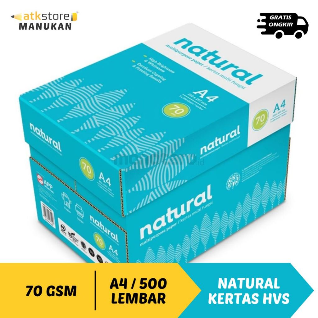 Natural HVS PAPER A4 SIZE 70 Gsm 1 RIM / 500 SHEETS | Hvs / PHOTOCOPY PAPER | Shopee Malaysia