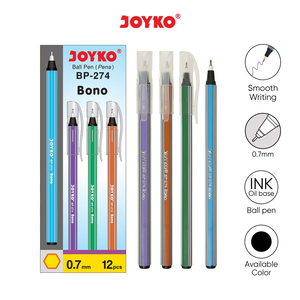 (1 Pack = 12 PCS) JOYKO Ballpoint Pen BP-274 Bono Ballpoint | Shopee ...