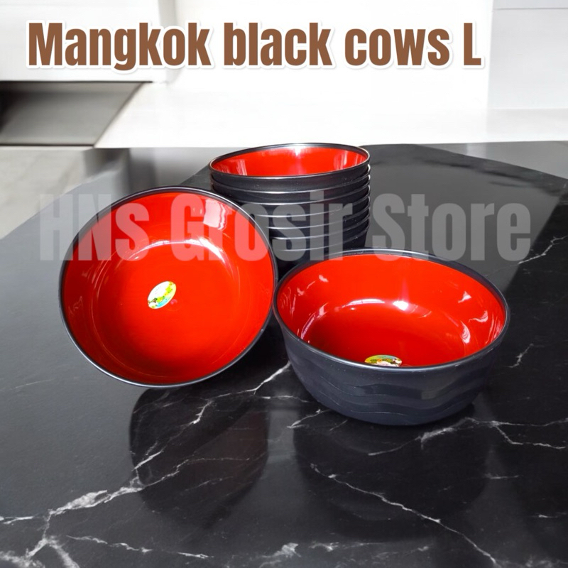 HITAM MERAH Black cows ramen sauce bowl 2 colors red and black plastic ...