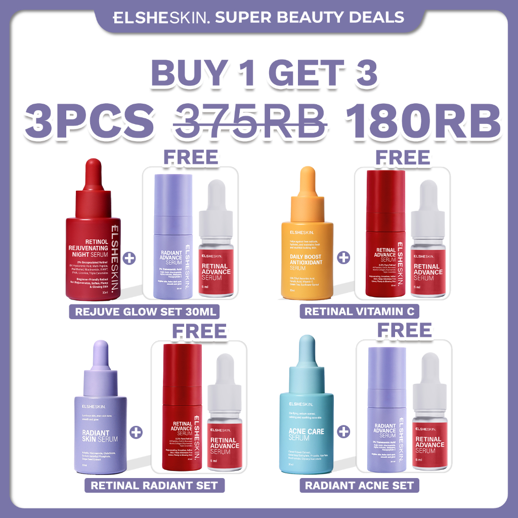 HITAM [BUY 1 GET 3 30ML] Elsheskin 3 Pcs Skincare Set - Toner, Serum ...