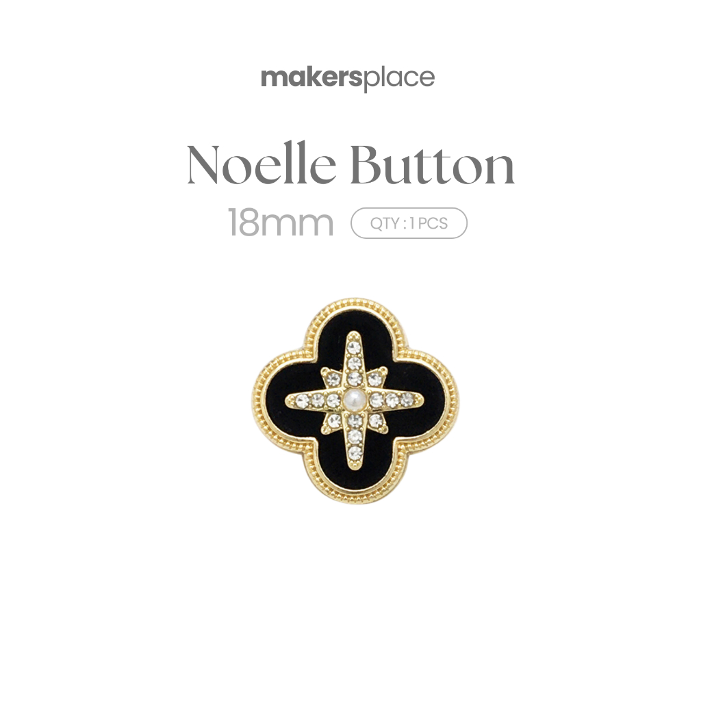 Makerslace Elegant Luxury Black Clover Premium Alloy Button Stainless ...