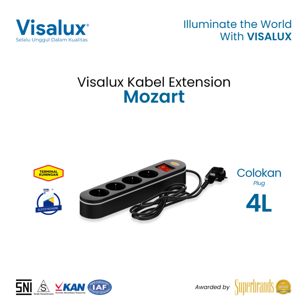 Visalux Mozart Extension Cable - 4L (4 Hole Plug) (MOZ-VEK5204E-2m) | Shopee Malaysia
