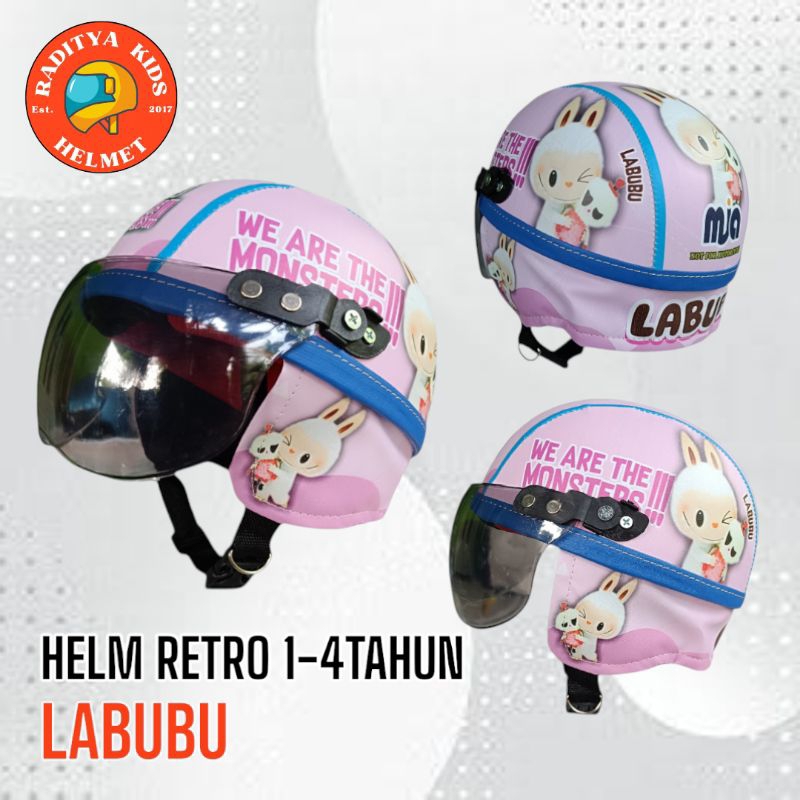 Children's Motorcycle Helmet Age 1-5 Years Boys Girls labubu motif free ...