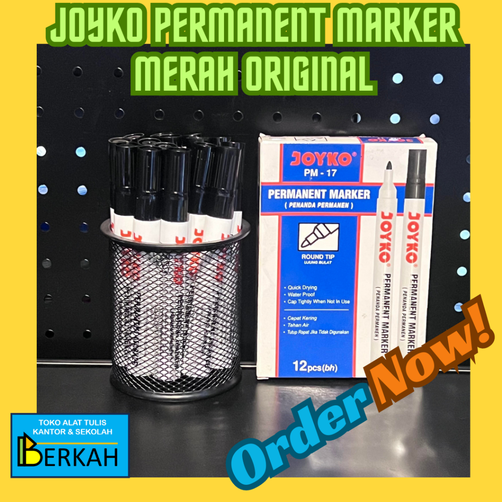 HITAM MERAH Joyko Permanent Marker Black PM17 Red PM19 Original ...