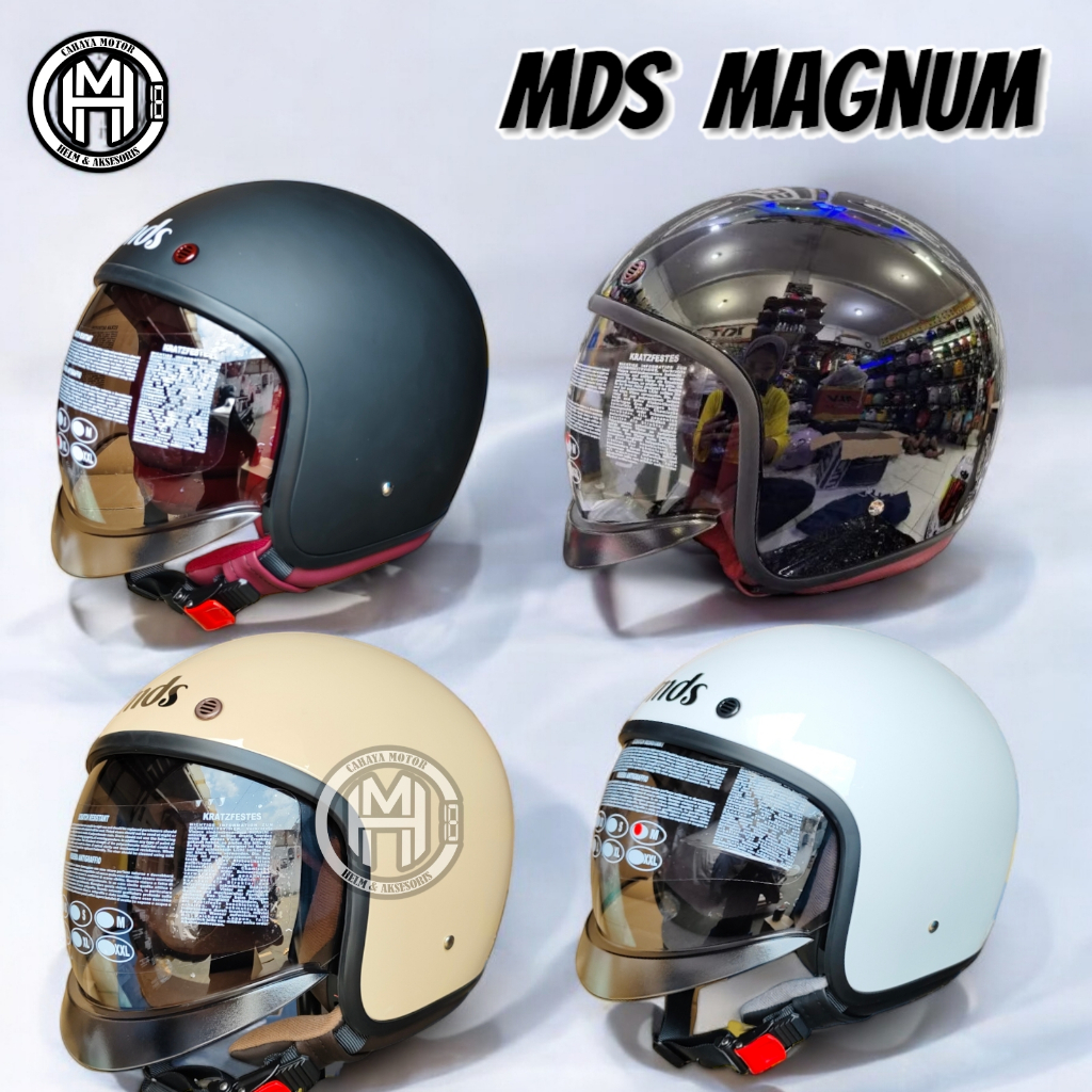 ORIGINAL MDS MAGNUM RETRO SOLID HELMET | Shopee Malaysia