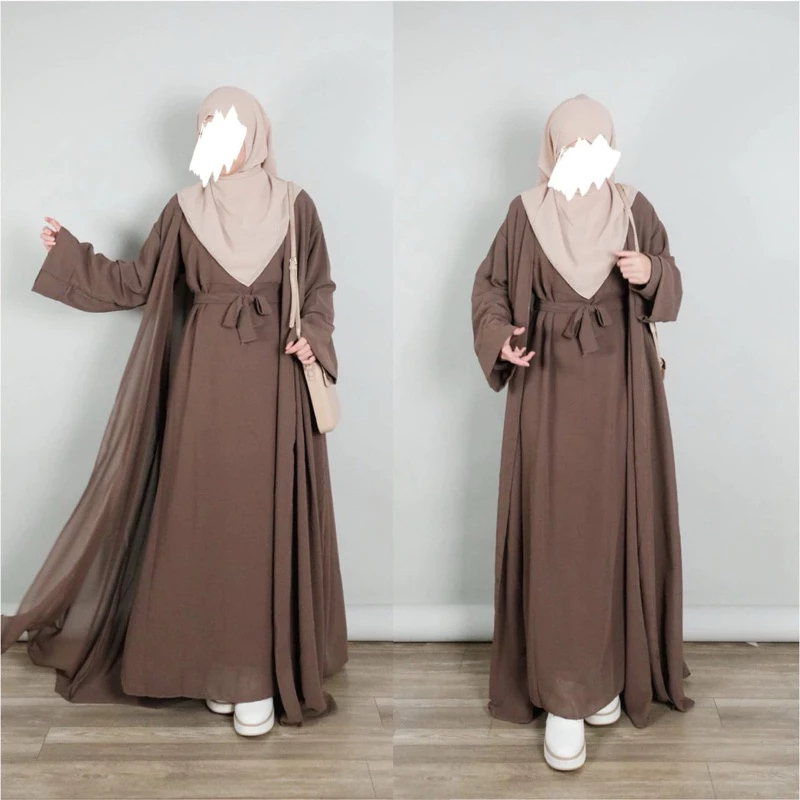 Elegant Gamis Outer 2 in 1,/ One/ Set Dress Plus Long /Muslim Stylish ...