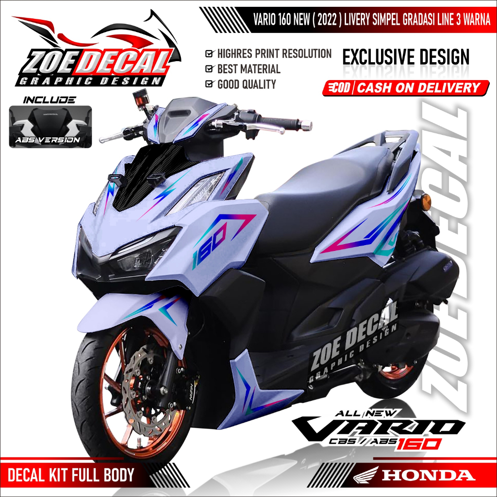 Latest NEW Honda Vario 160 Ful Body Decal Simple Motif Gradation Line 3 ...
