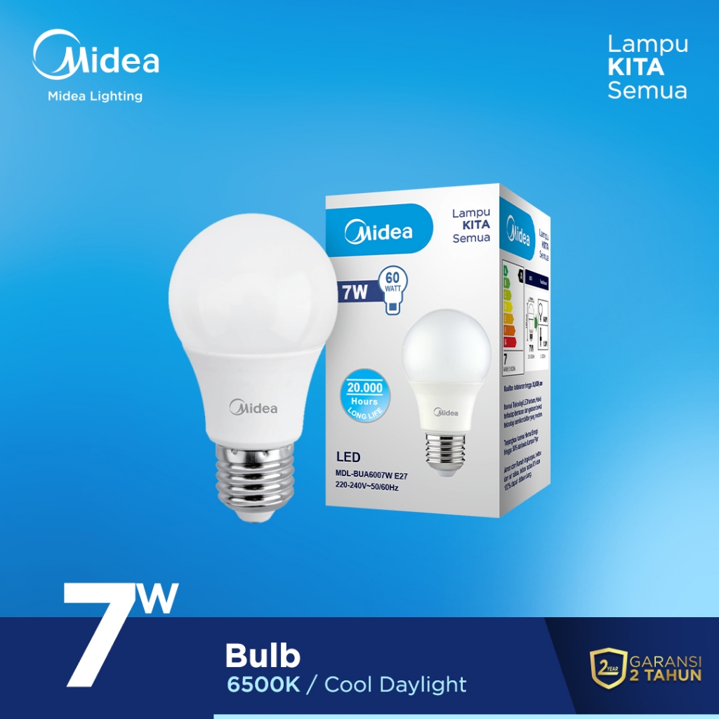 Midea Lighting - 7 Watt 6500K LED Bulb - White - Coolday Light | Shopee ...