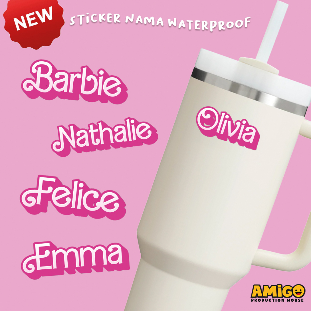 Barbie Name Sticker Custom Waterproof Vinyl label Sticker | Shopee Malaysia