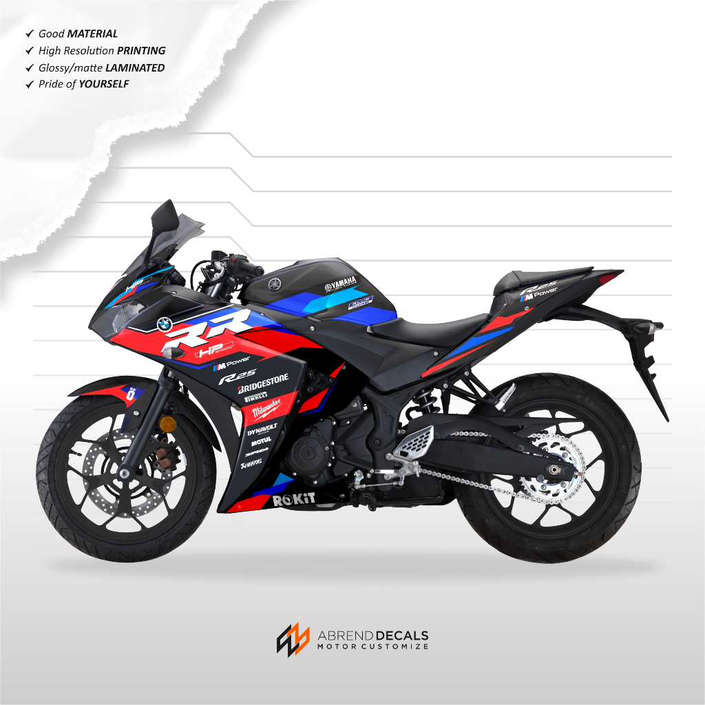 Sticker R25 OLD LIVERY BMW TRI COLOR / STRIPING YAMAHA R25 DESIGN ...