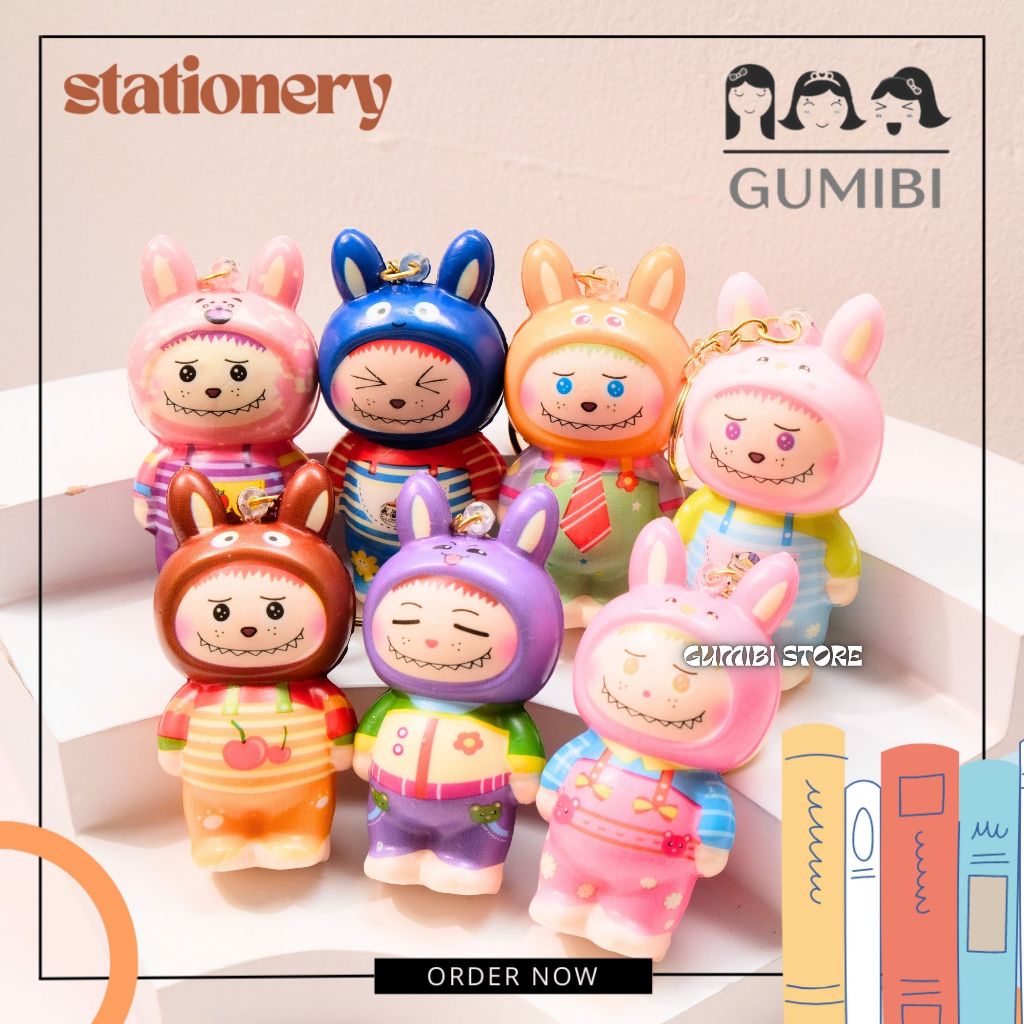 GANTUNGAN SQUISHY LABUBU KEYCHAIN VERSION 2 CHAIN SQUISHY LABUBU SENYUM ...