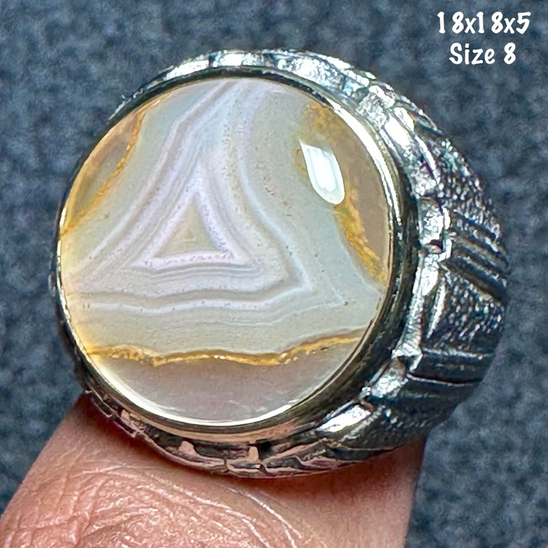 Sulaiman Junder Triangle Crystal Natural Agate Ring (original Natural ...