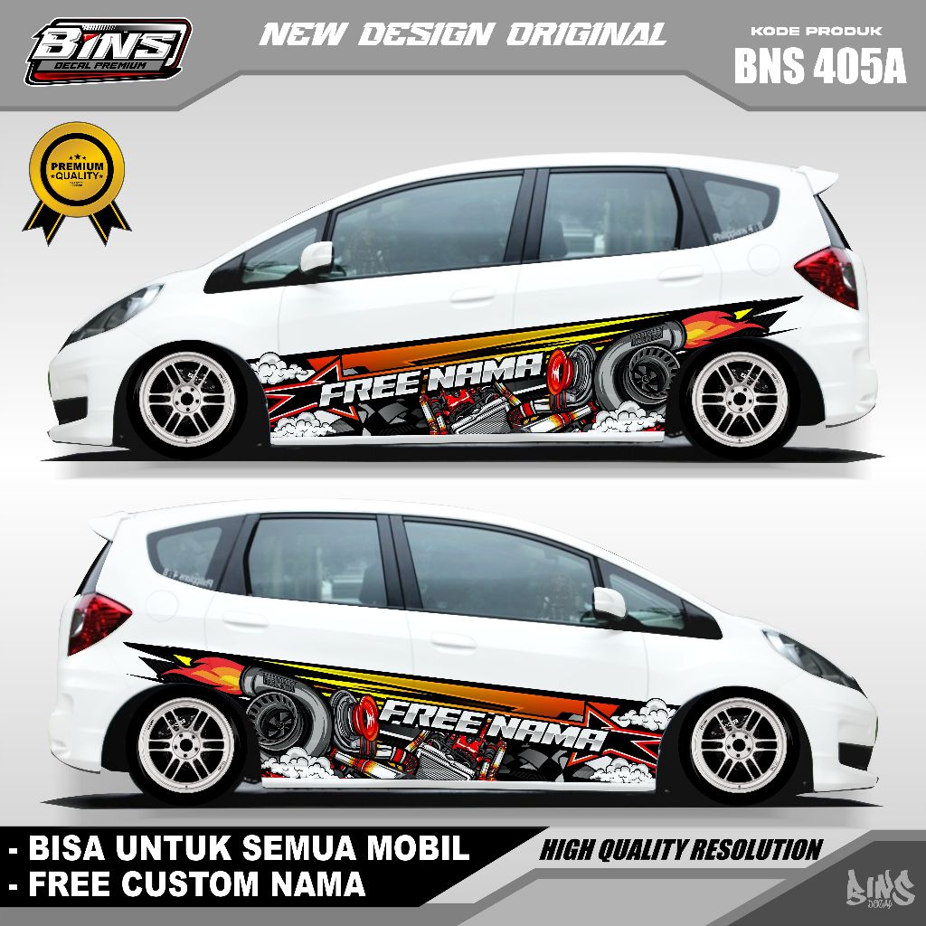 Bns405-decal NEW THAILAND TURBO CAR STICKER CITY CAR JAZZ BRIO YARIS ...