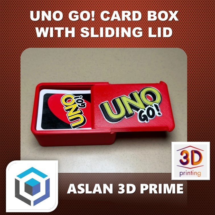 MERAH Uno GO! Card GAME BOX + SLIDING LID & ELEVATED LOGO 3D Print GAME ...