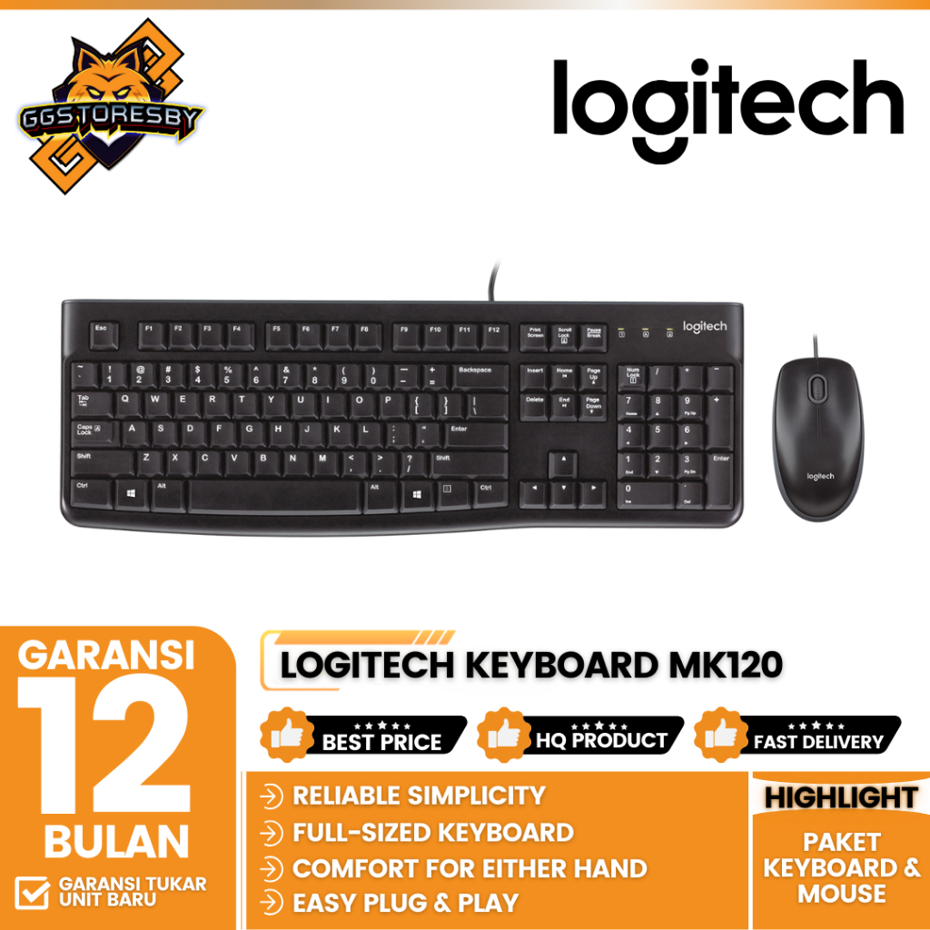 Logitech ORIGINAL MK120 USB MK 120 Keyboard PACKAGE | Shopee Malaysia