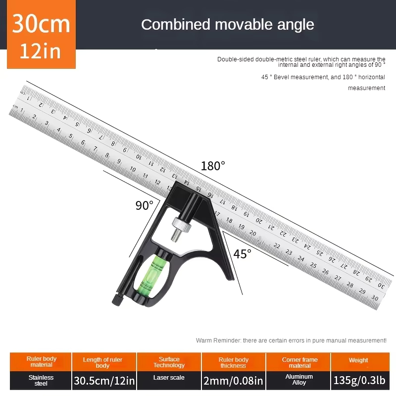 SIKU Sigmat Angle Ruler Adjustable Combination Right Angle Ruler 45/90 ...