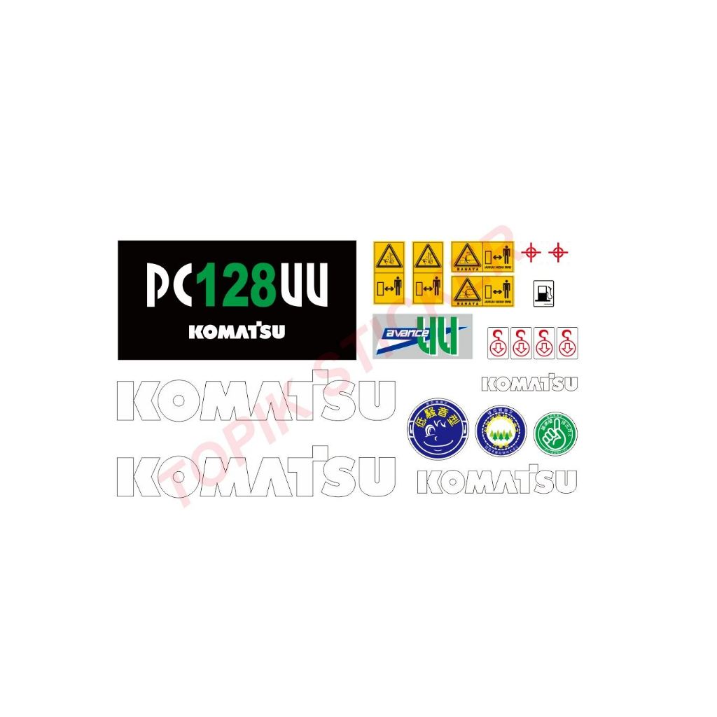 Komatsu PC 128 Uu Mini Excavator Sticker, Heavy Equipment Sticker ...