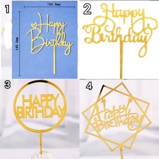 Medium gold acrylic Cake topper happy birthday hbd acrylic tart Cake ...