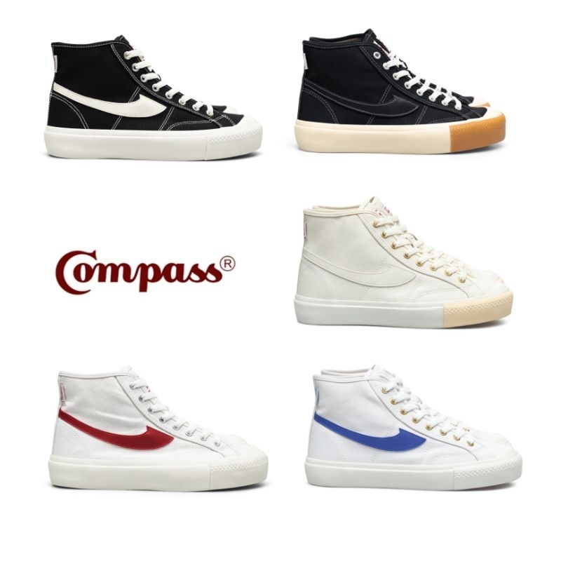 Compass Gazelle Hi Black White Black-Gum White-Red White-Blue Cream ...