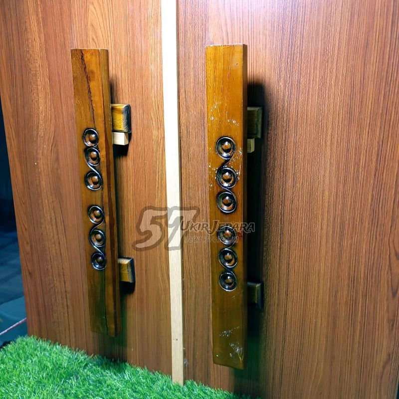 KAYU Minimalist Carved Door Handle - Teak Wood Door Pull Handle ...