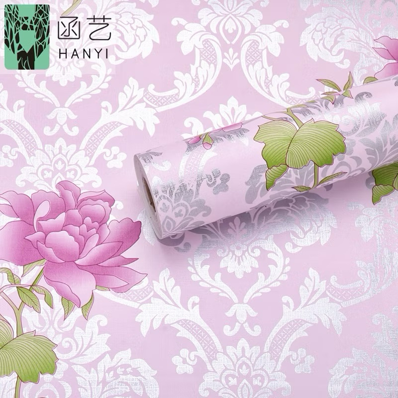 Wallpaper WALL // WALLPAPER STICKER BATIK MOTIF SILVER PINK FLOWERS 45 ...