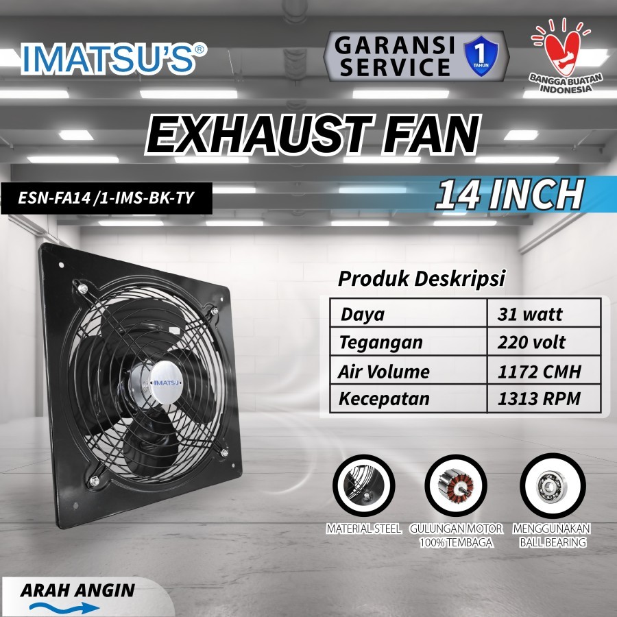 Imatsu Standard Wall Exhaust Fan 14 Inch ESN-FA14/1-IMS-BK-TY Factory ...