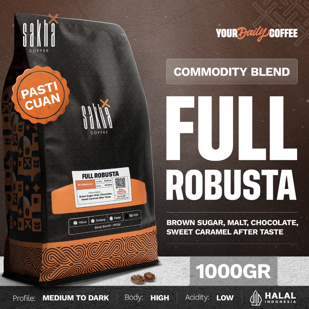FINE ROBUSTA Coffee BEANS 1KG Espresso Coffee Based By Sakha Coffee ...